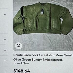 Rhude | Sweaters | Brand New Rhude Sage Green Crewneck Sweater With ...